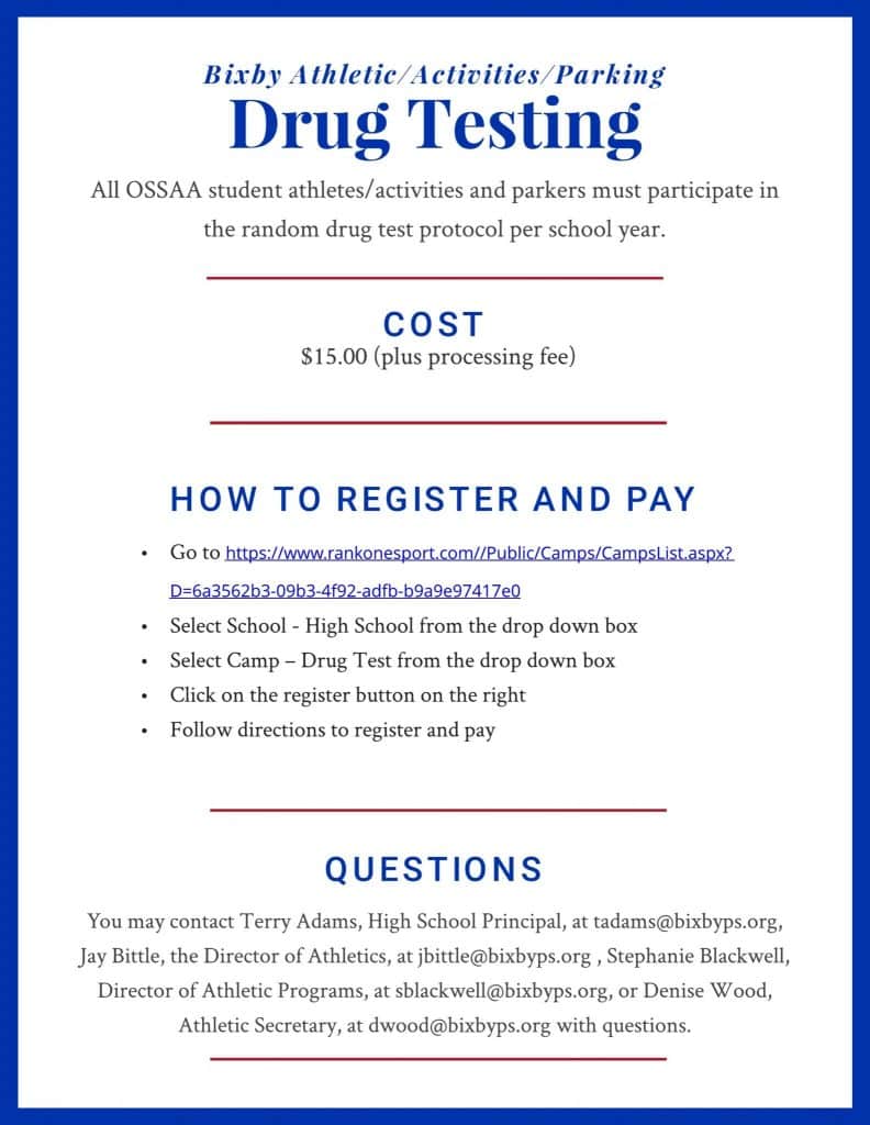 Drug Testing – Bixby High School Athletics